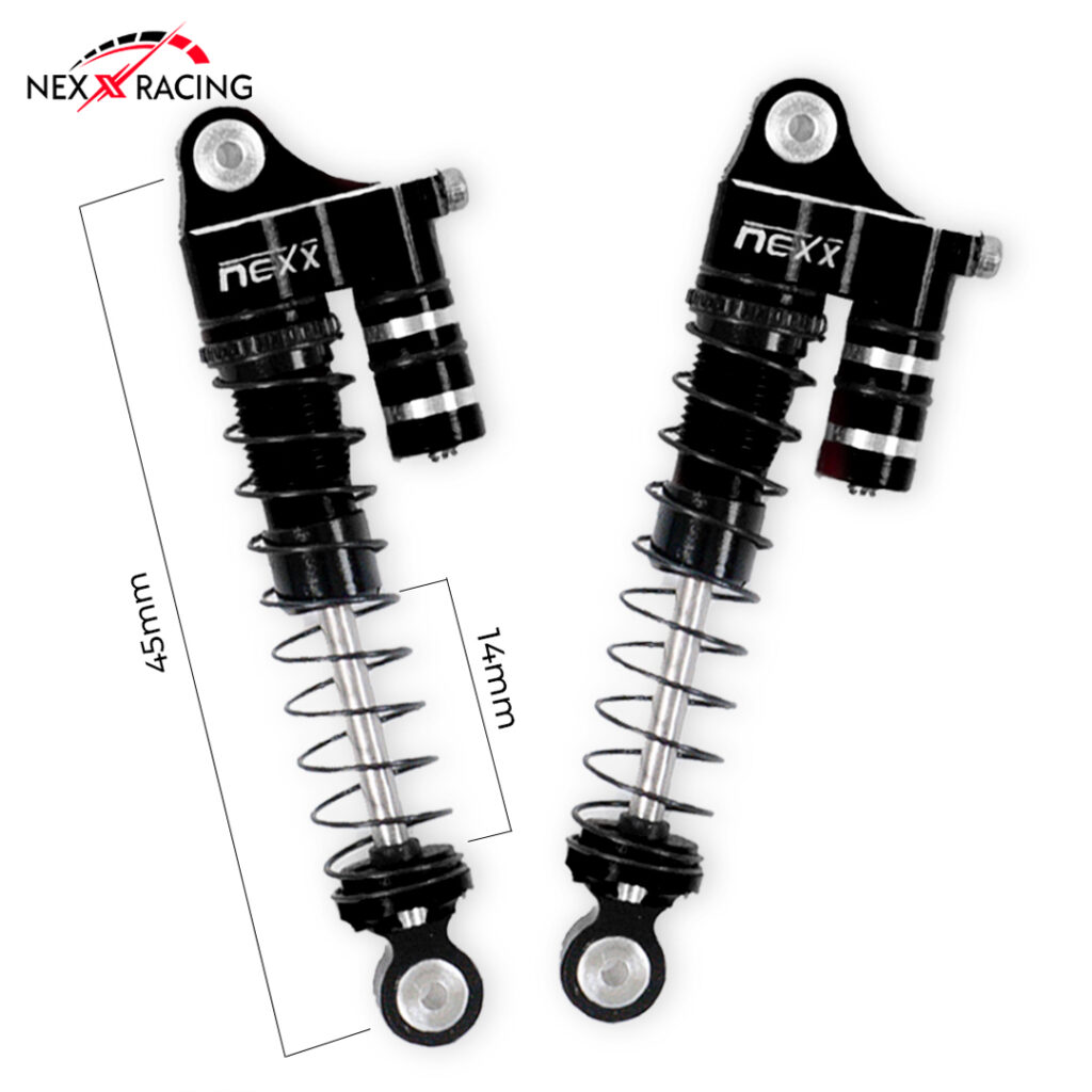 NX-417 Nexx Racing 45mm Reservoir Shocks (4pcs) for 1/24 RC Crawler FMS ...